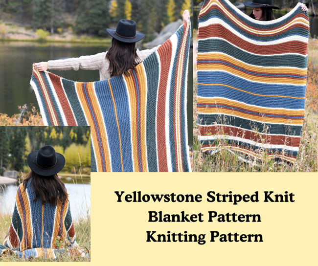 Yellowstone Easy Striped Knit Blanket Pattern Knitting Pattern ...
